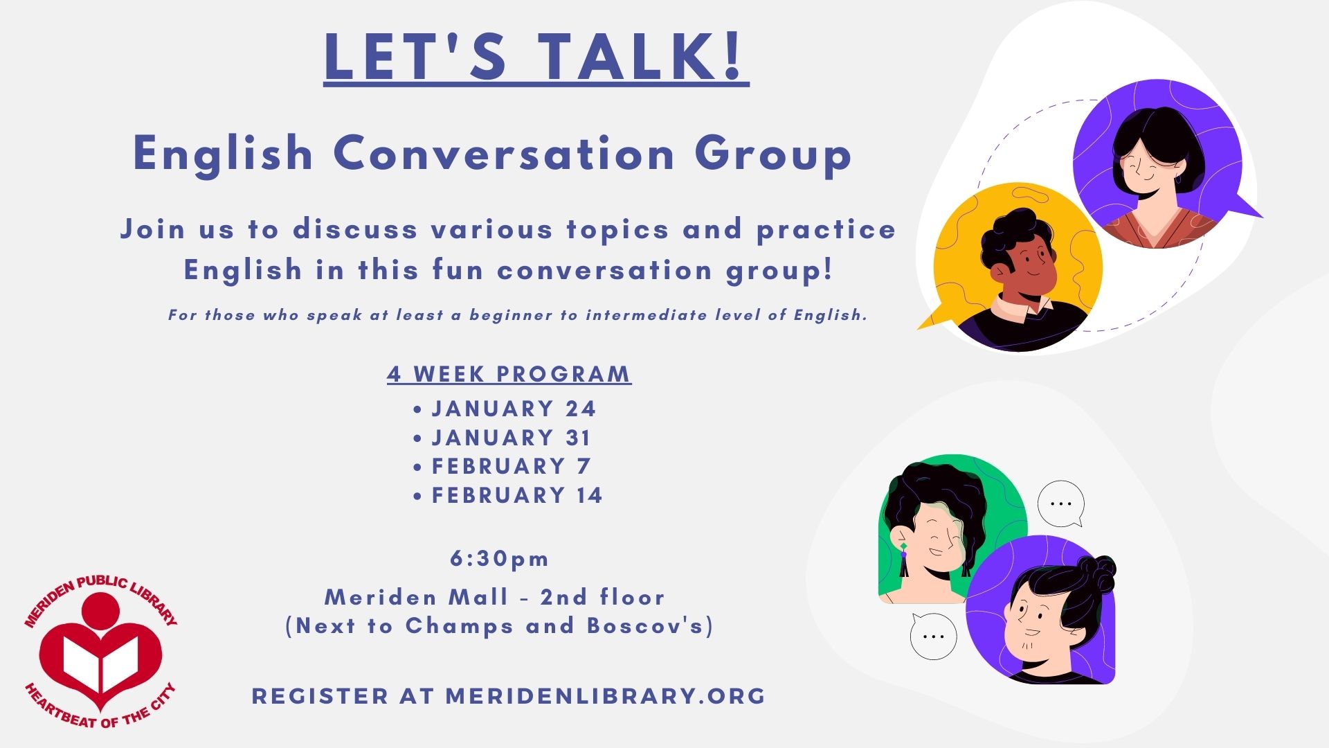 Let’s Talk – English Conversation Group | Meriden Public Library