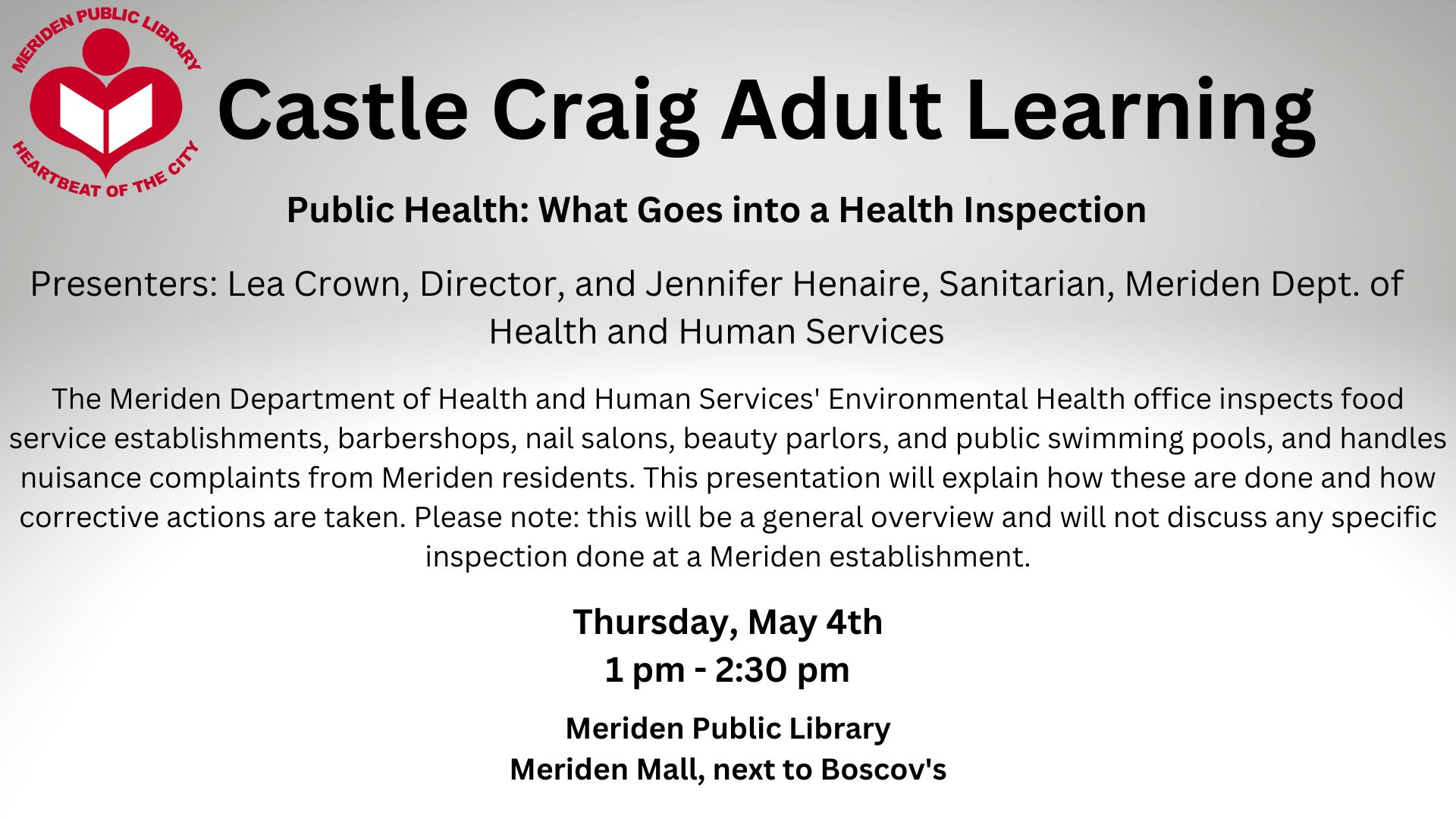CCALC - Public Health: What Goes into a Health Inspection | Meriden ...