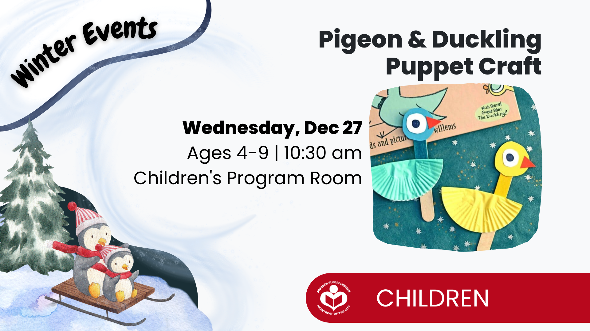 Pigeon and Duckling Puppet Craft | Meriden Public Library